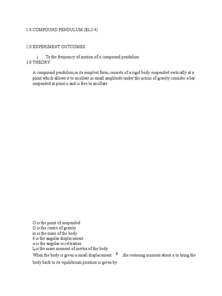 Compound Pendulum | PDF | Pendulum | Mechanics