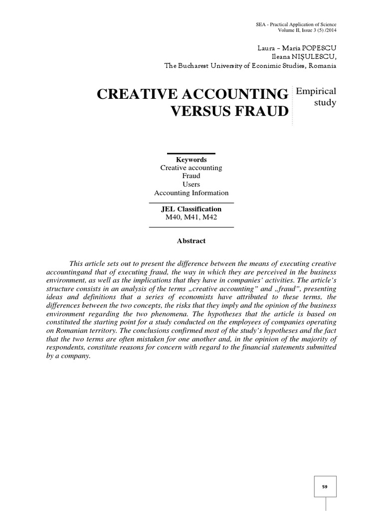 Creative Accounting Versus Fraud: Empirical Study | PDF