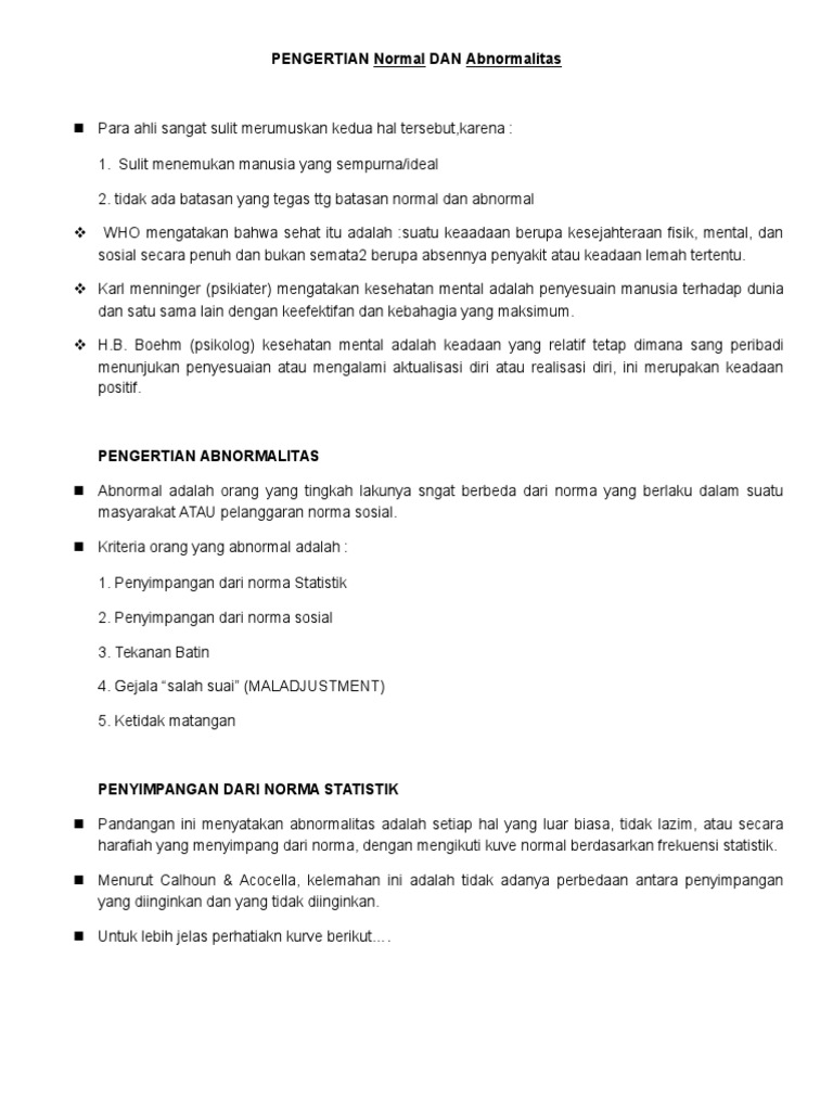 Definisi Normal dan Abnormalitas | PDF