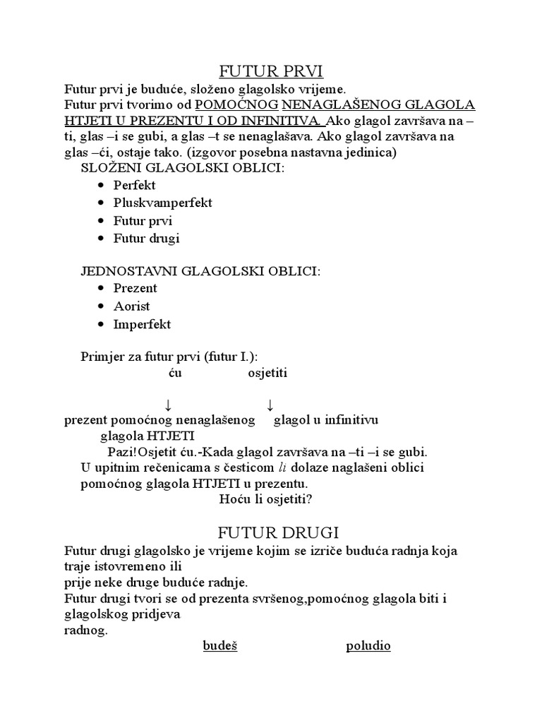 Futur Prvi Dopunska | PDF