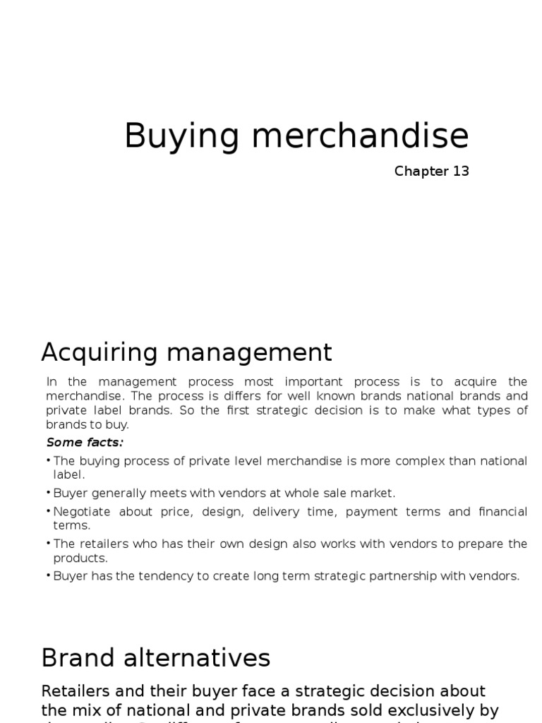 Chapter 13 Buying Merchandise | PDF | Retail | Private Label