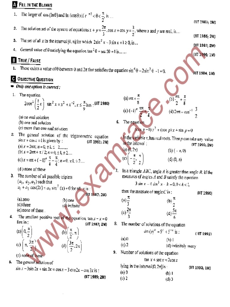 Trigonometry IIT JEE Problems | Trigonometry | Combinatorics