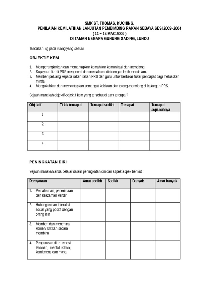 Contoh Penilaian Program | PDF