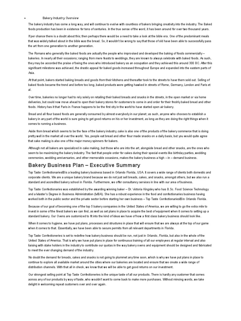 Bakery Industry Overview | PDF | Bakery | Baking