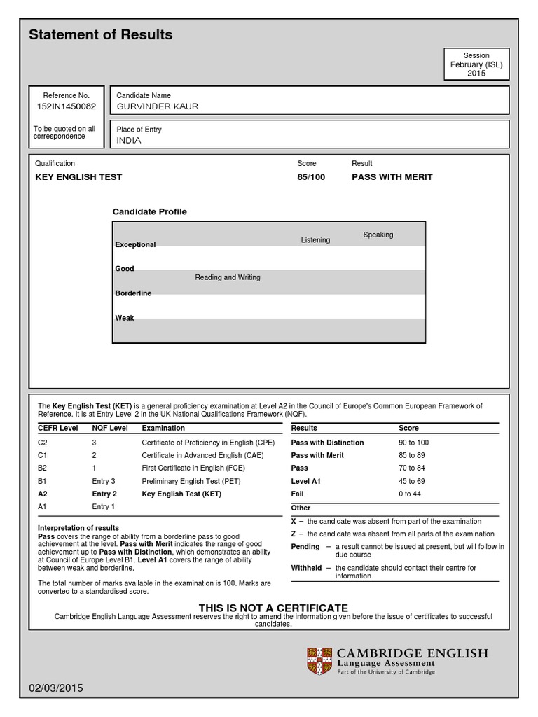 Statement of Result | PDF