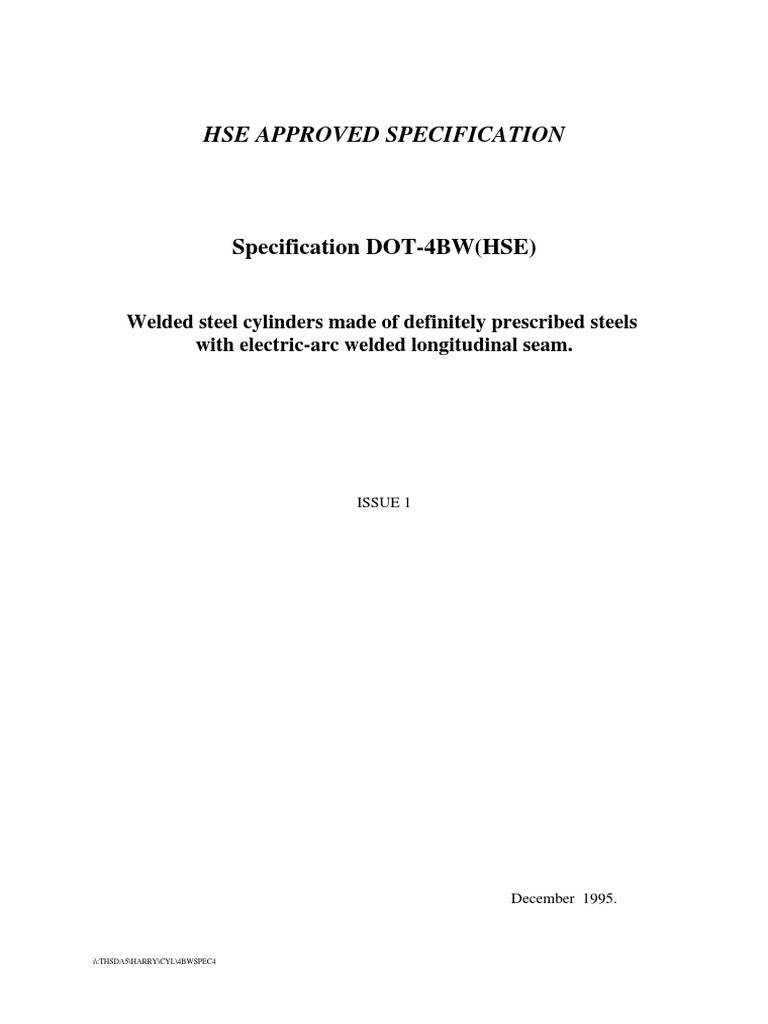 DOT-4BW Steel Cylinder Specs | PDF | Home & Garden | Science & Mathematics