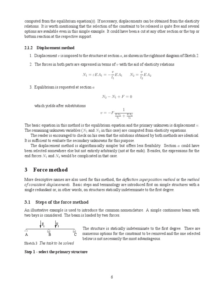 Force Method | PDF | Equations | Bending