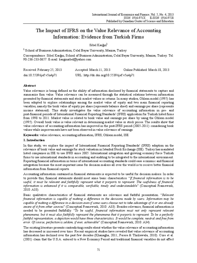 The Impact of IFRS On The Value Relevance of Accounting | PDF ...