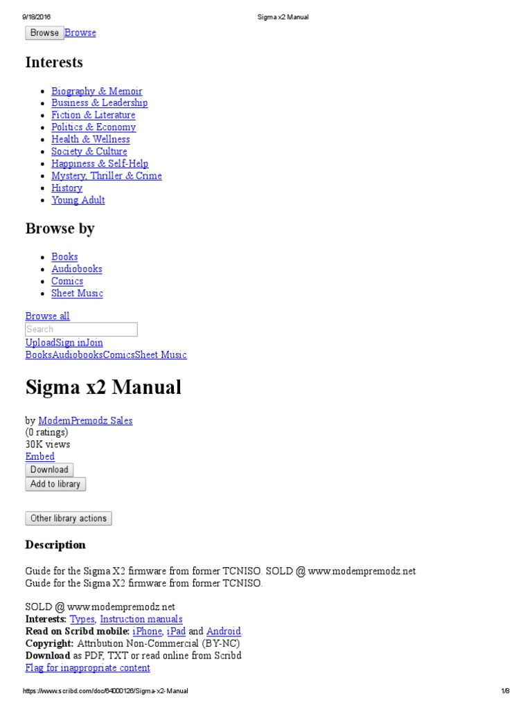 Sigma x2 Manual | PDF | Digital Technology | Computing