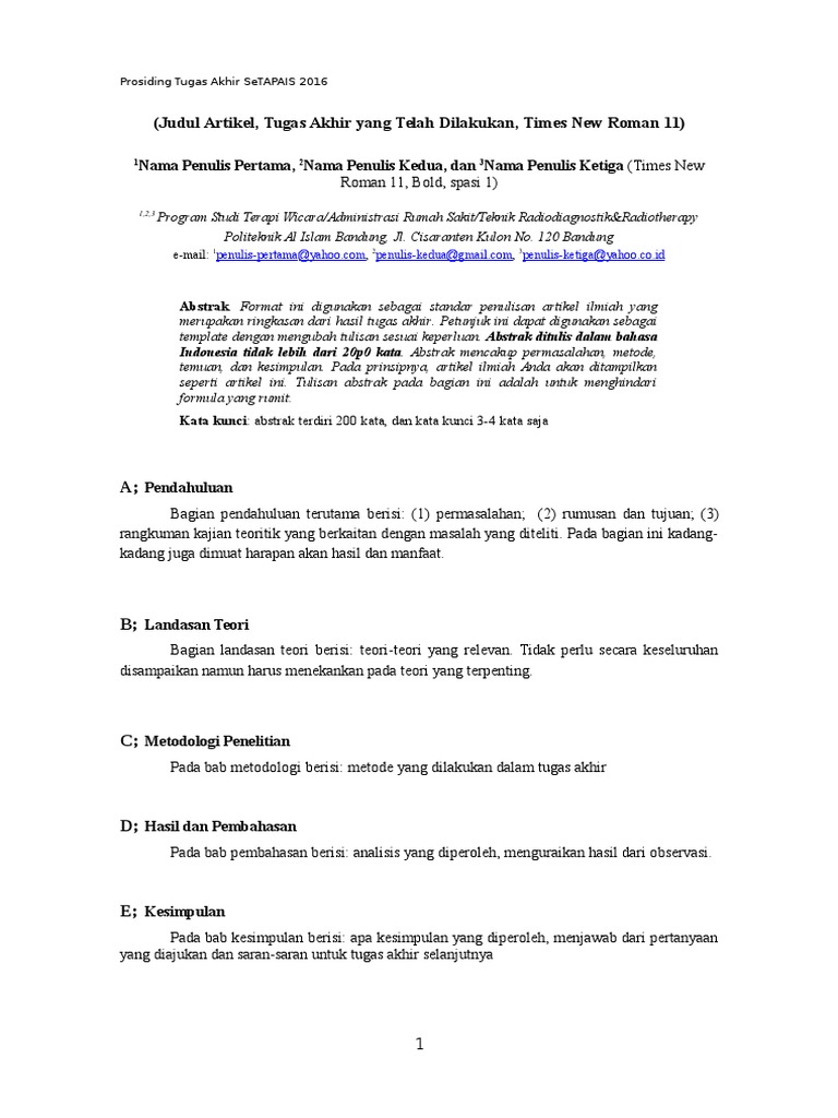 Template - Prosiding Tugas Akhir Politeknik Al Islam Bandung | PDF