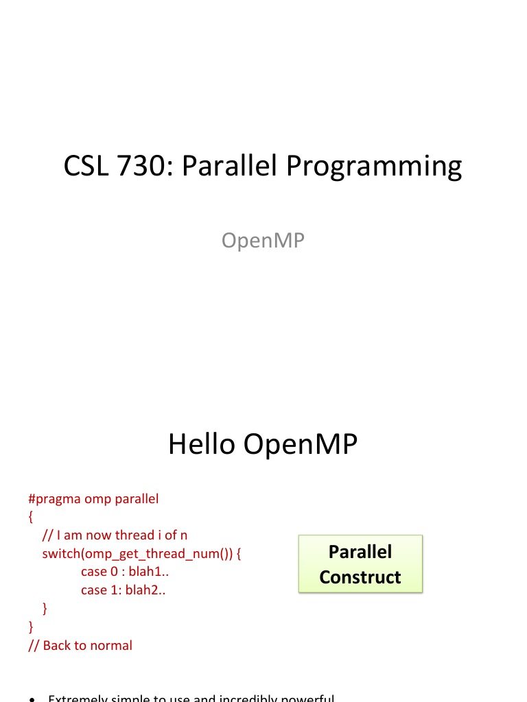 CSL 730: Parallel Programming: Openmp | PDF | Concurrency (Computer Science) | Operating System ...