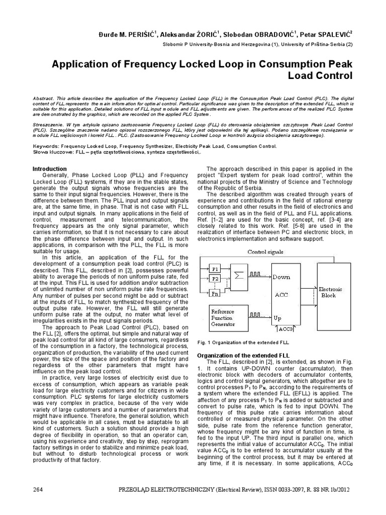Application of Frequency Locked Loop in Consumption Peak Load Control ...