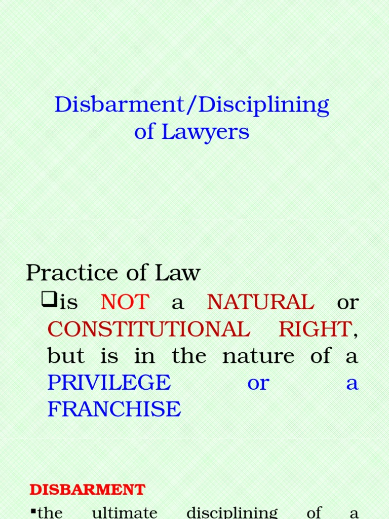 Disbarment | Burden Of Proof (Law) | Disbarment