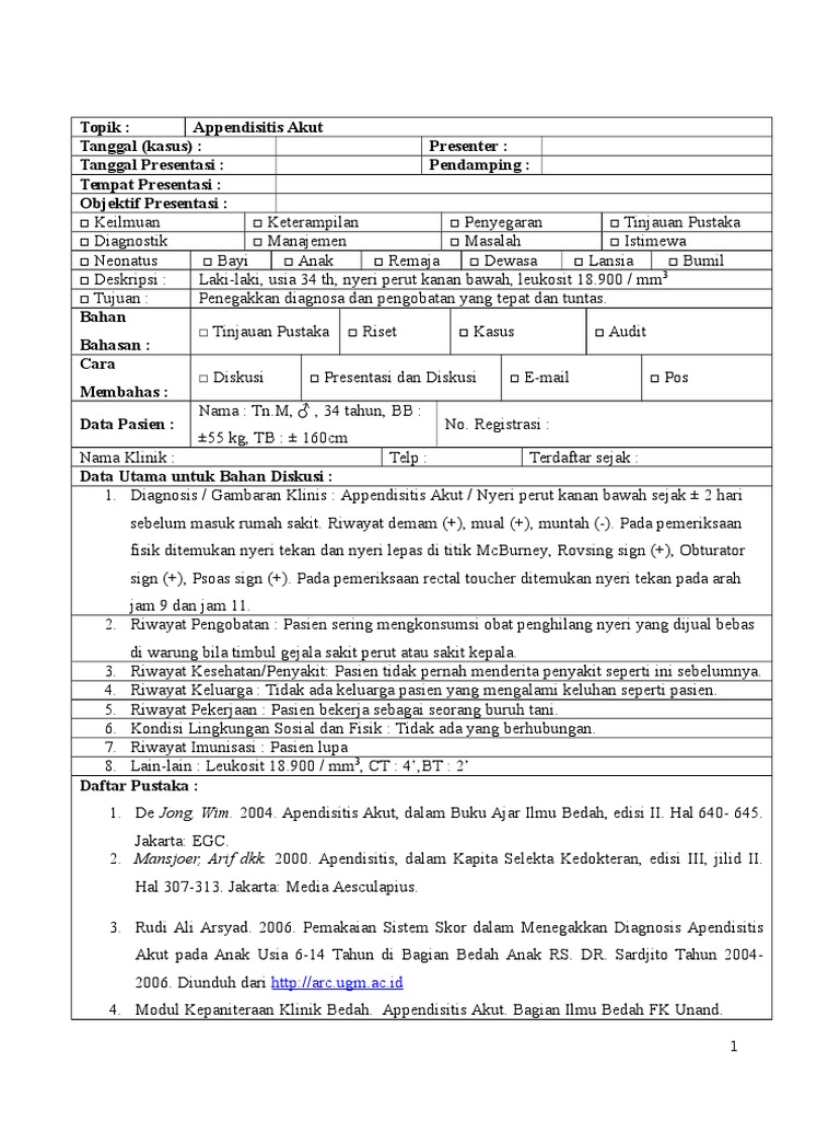 Contoh Portfolio Appendicitis | PDF