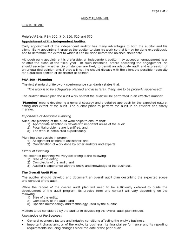 Audit Planning | Going Concern | Auditor's Report