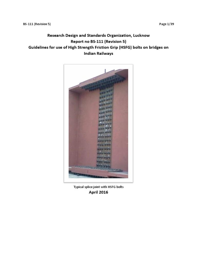 Guidelines For High Strength Friction Grip Bolts | PDF | Nut (Hardware ...