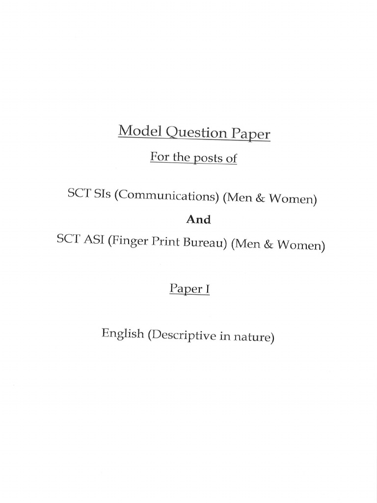 Model Question Paper SCT SIs (Commns) and ASI (FPB) On 02.09.2016 | PDF