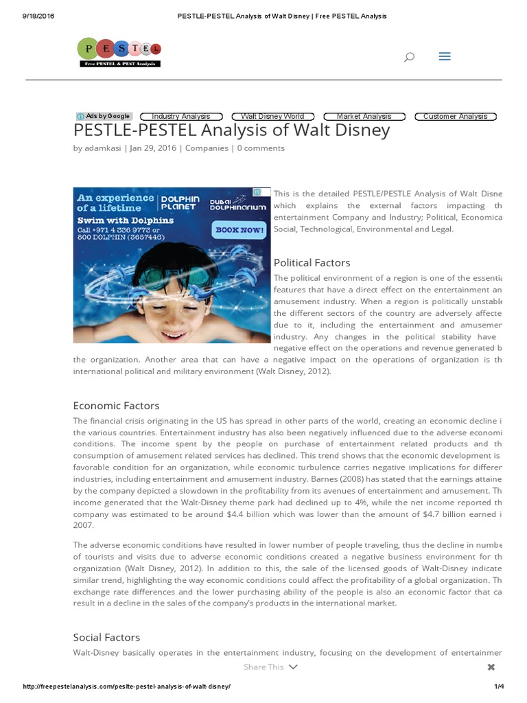 PESTLE-PESTEL Analysis of Walt Disney - Free PESTEL Analysis | PDF