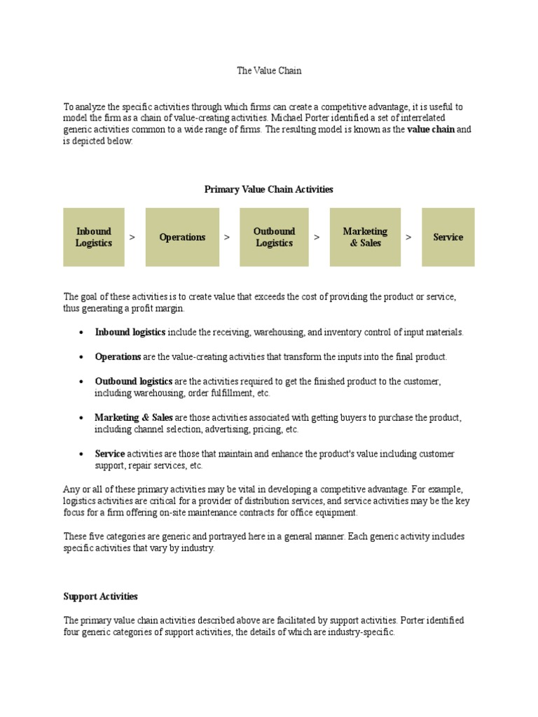 The Value Chain | PDF | Value Chain | Strategic Management