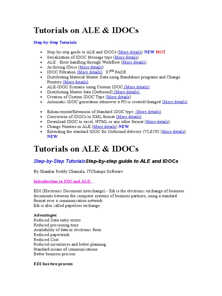 (Ale-Idoc) Tutorials On Ale | PDF | Electronic Data Interchange | Port (Computer Networking)