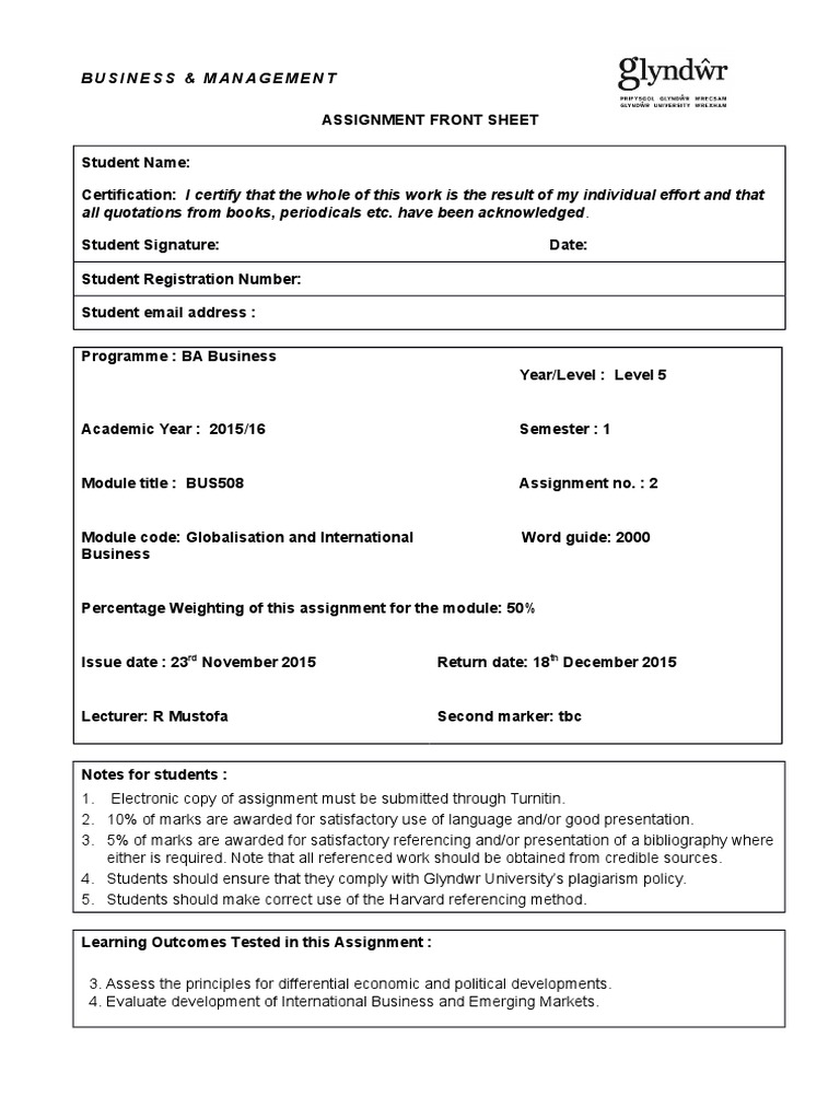 BUS508 Assignment 2 Oct 2015 1 | PDF | Multinational Corporation | Critical Thinking