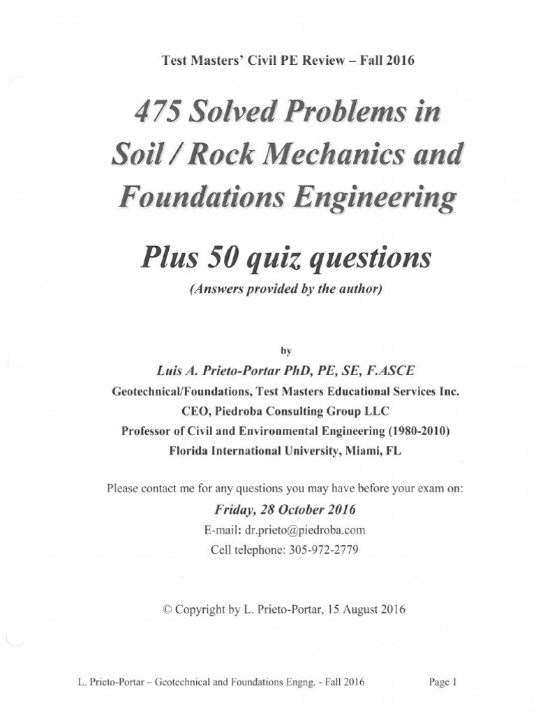 Geotech Practical Problems For PE Exam | PDF
