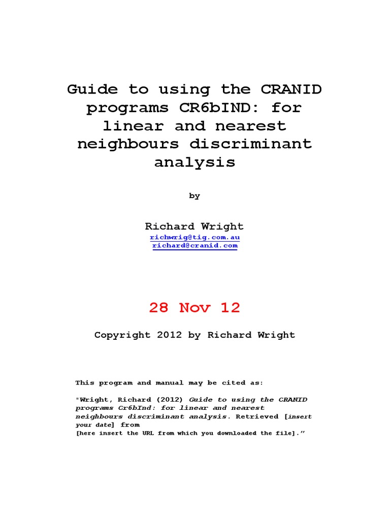 CRANID6b ManuaL PDF | PDF | Comma Separated Values | Computing And Information Technology