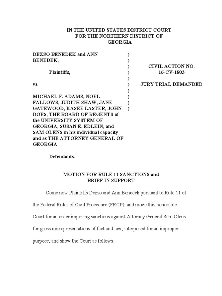 Rule 11 Motion Olens CX | PDF | Social Science | Law