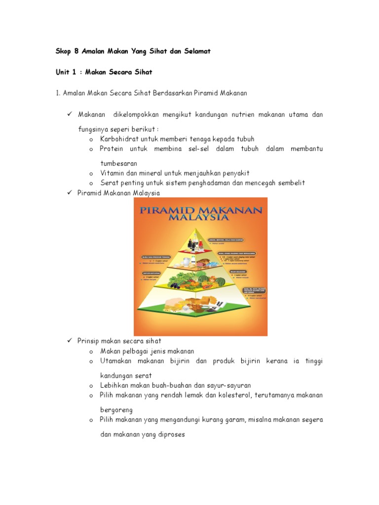 Skop 8 Amalan Makan Yang Sihat Dan Selamat | PDF | Kesehatan Holistik