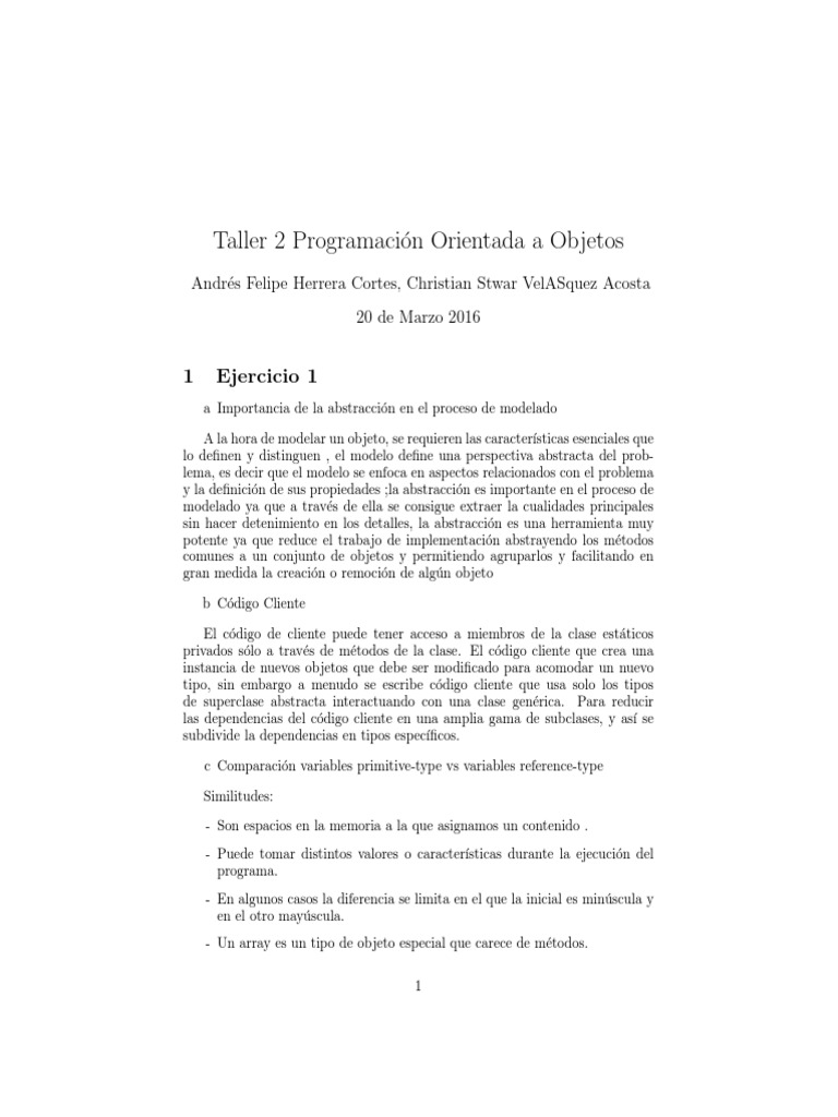 Taller 2 POO | PDF | Herencia (Programación Orientada a Objetos) | Tipo ...