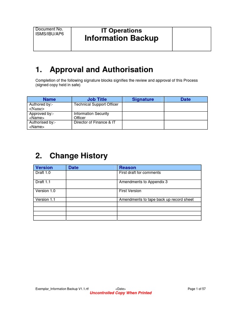 IT Operations - Information Backup | PDF | Backup | Computer Data Storage