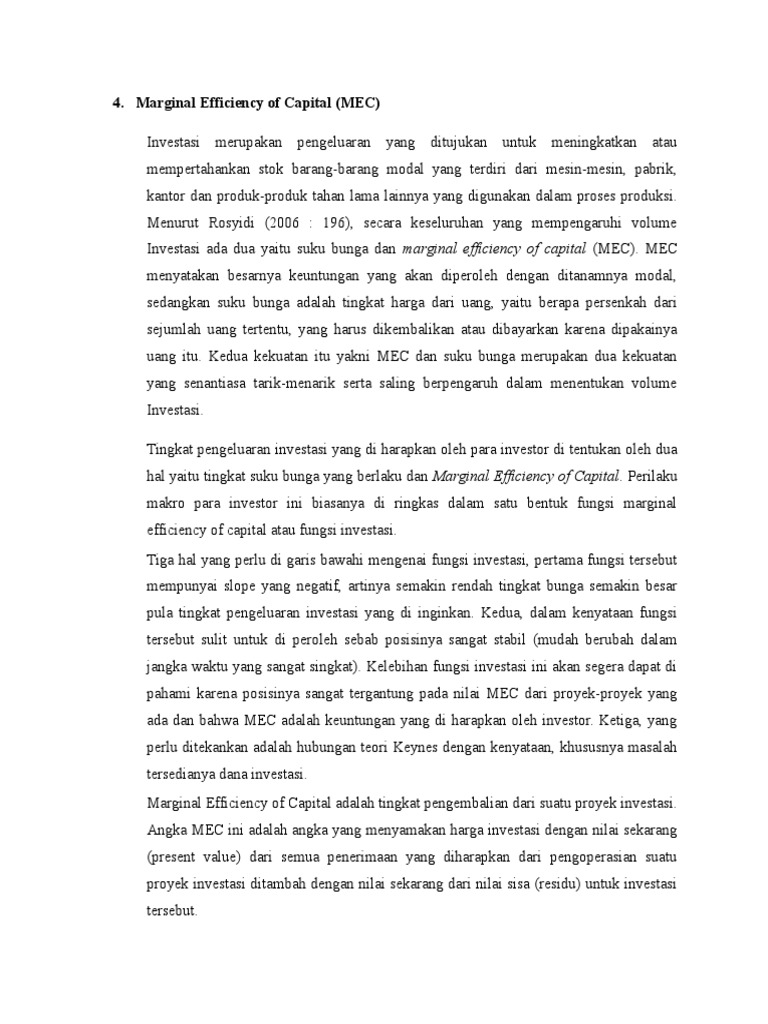 Marginal Efficiency of Capital | PDF