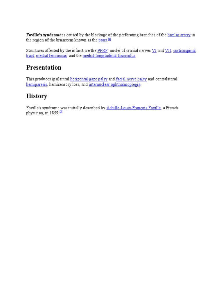 Presentation: Foville's Syndrome Is Caused by The Blockage of The ...