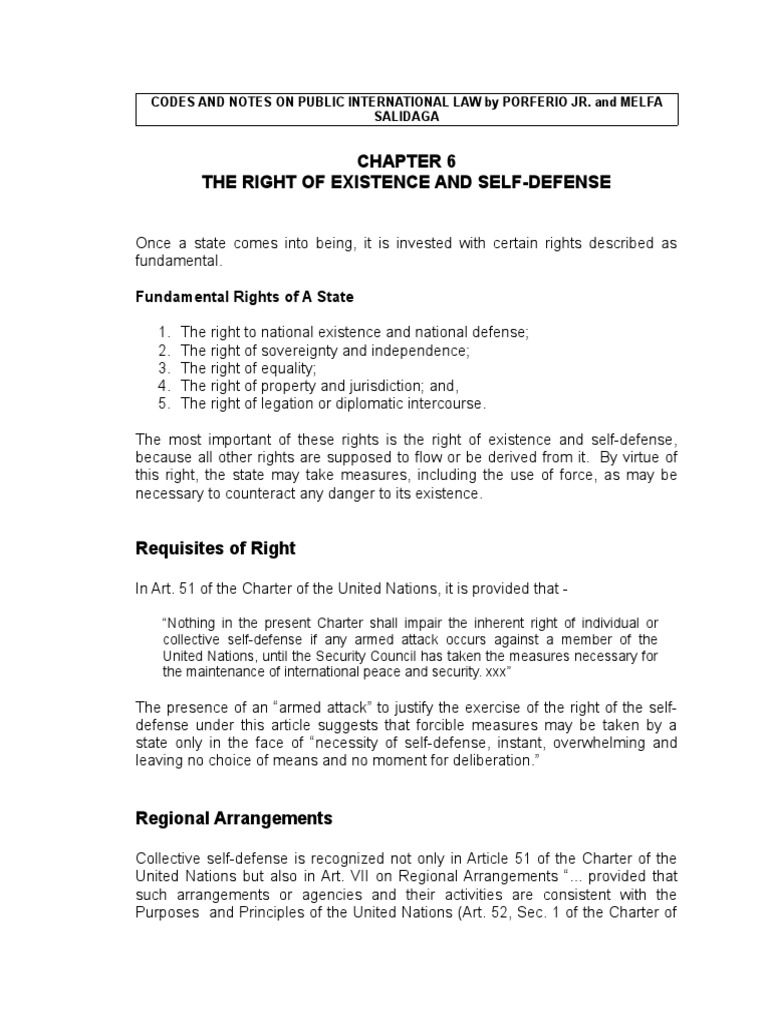 Self-Defense and State Existence Rights | PDF | Rights | Common Law
