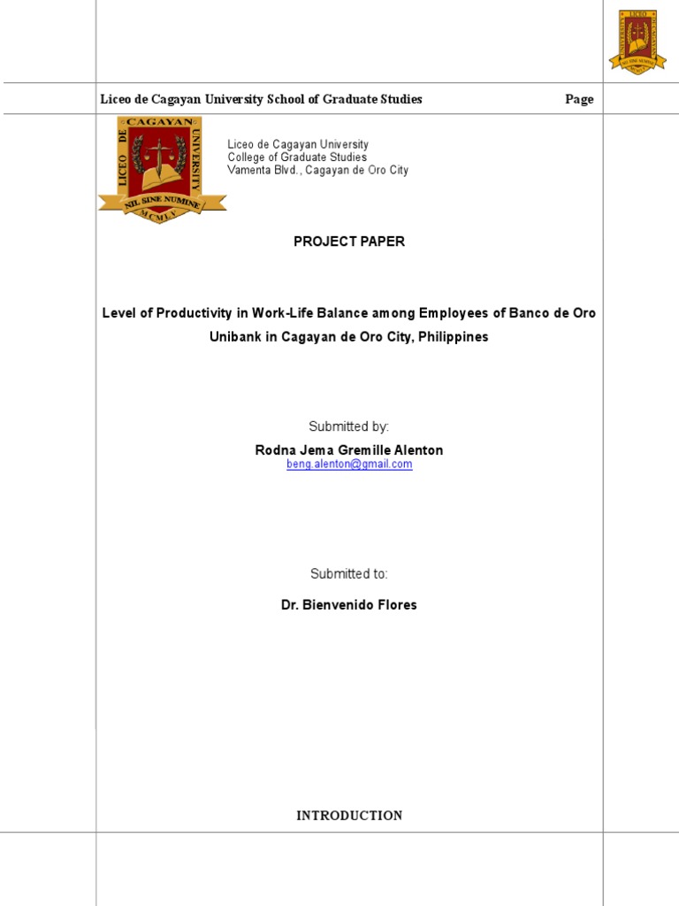 Project Paper | PDF | Work–Life Balance | Employment