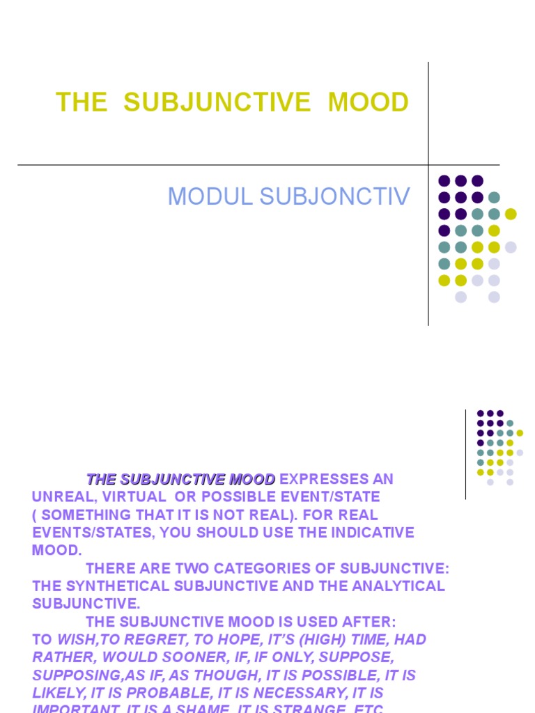 The Subjunctive Mood | Grammar | Morphology | Free 30-day Trial | Scribd