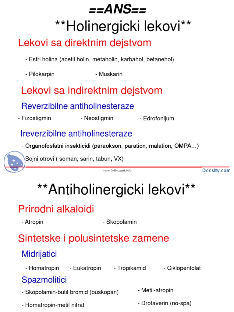 Lekovi Po Sistemima Beleska Farmakologija Medicina PDF