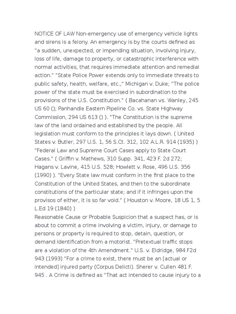 Notice of Law | PDF | Probable Cause | Reasonable Suspicion