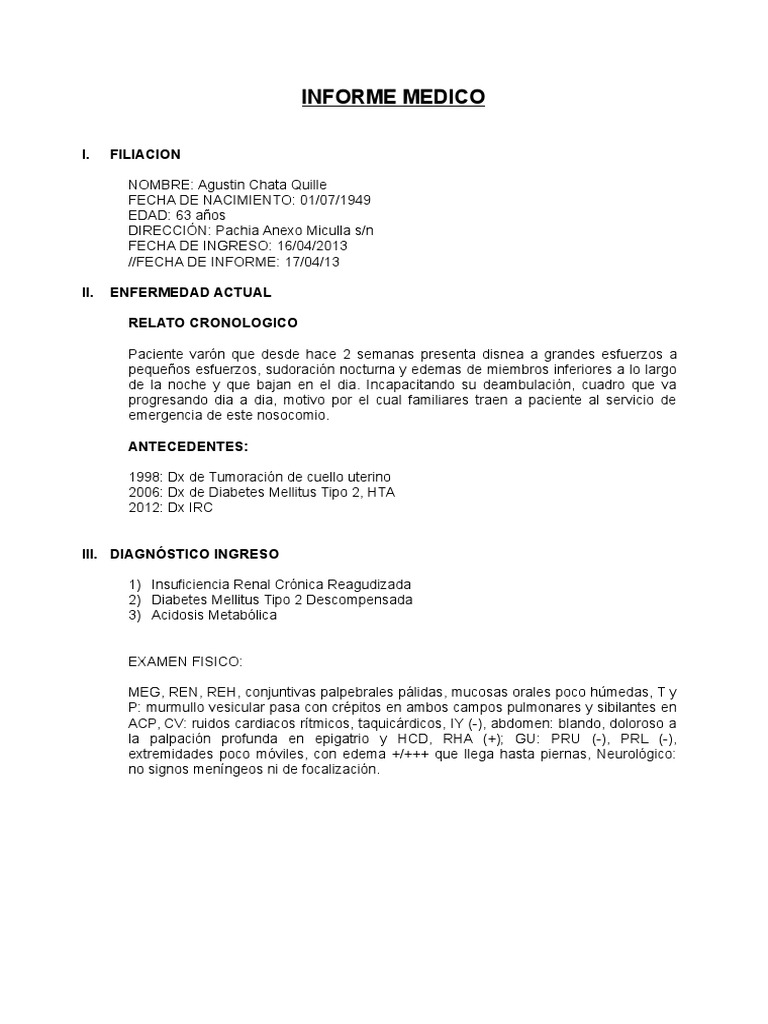 Informe Medico Agustin | PDF