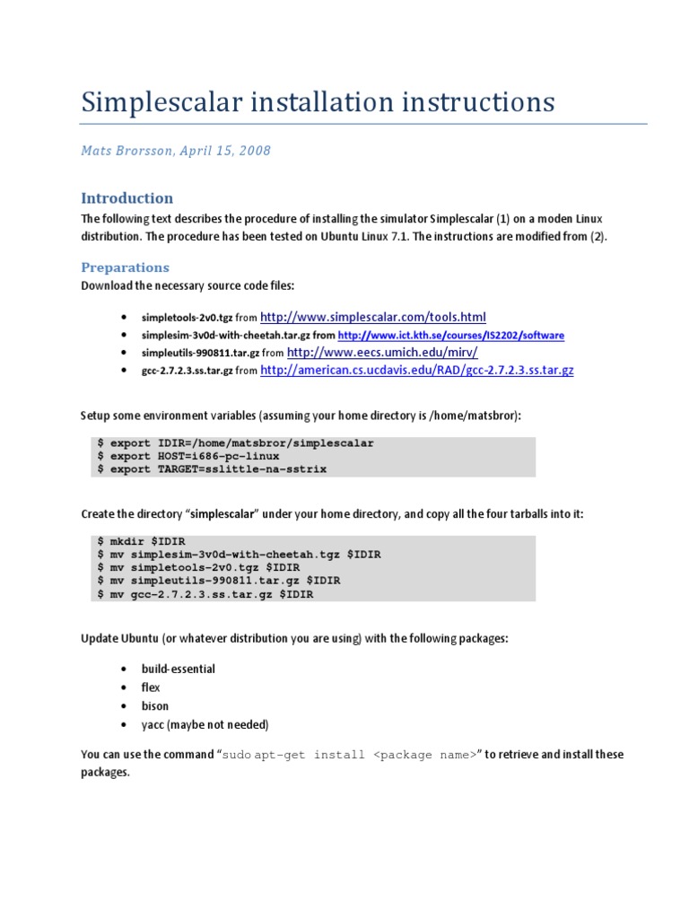 Simplescalar Installation | PDF | Directory (Computing) | Software Development