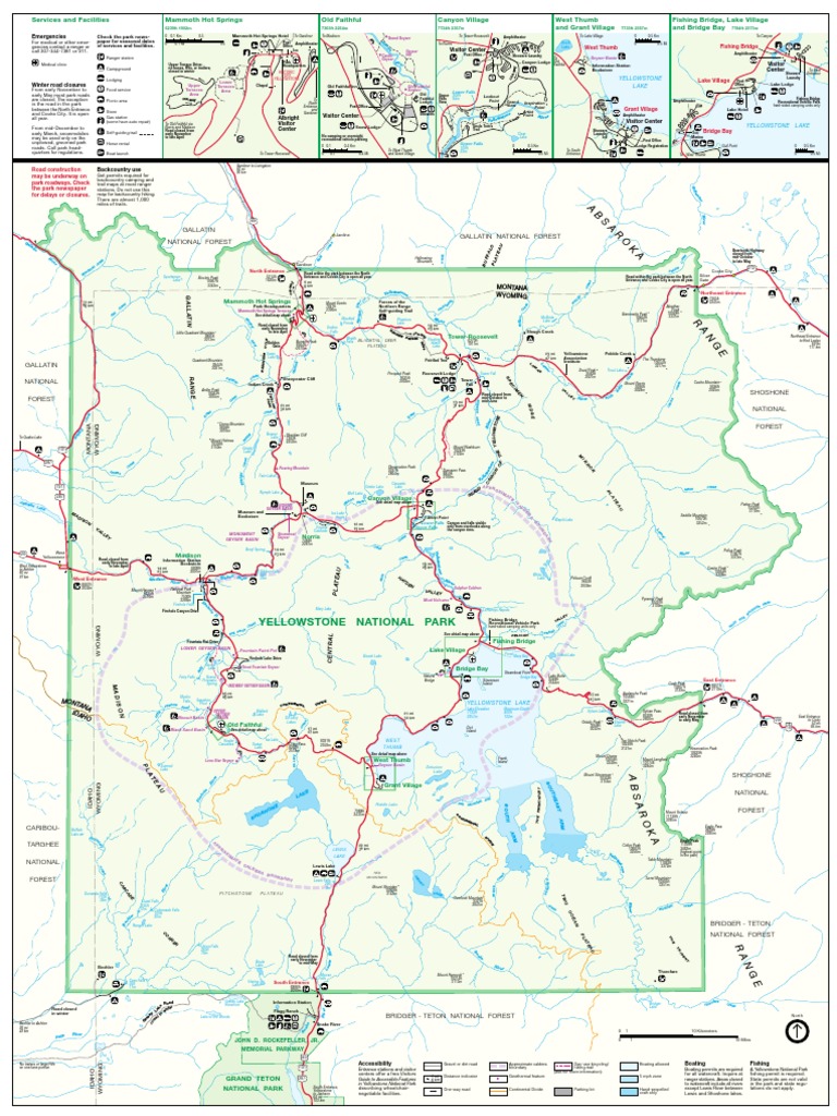 Yellowstone Official Road Map 2016 2 | PDF | Yellowstone National Park ...