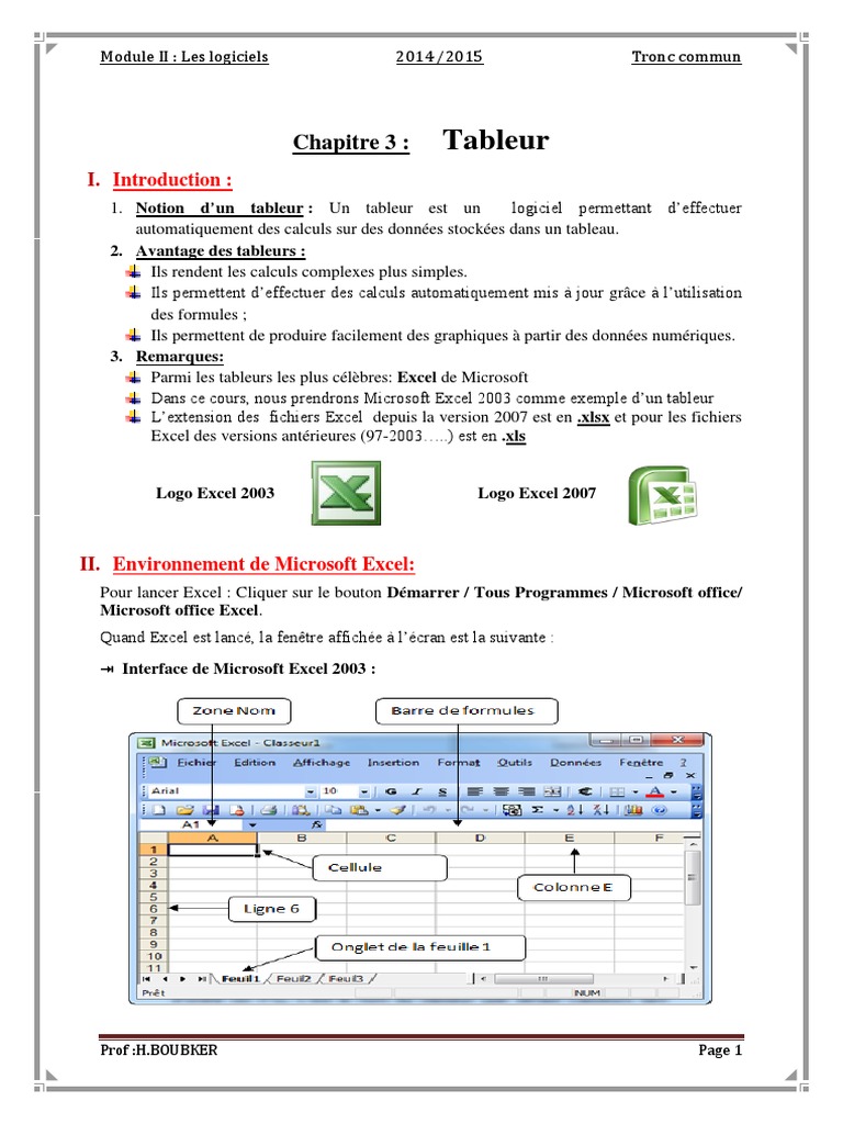 321 - Tableur Ms Excel | PDF | Microsoft Excel | Feuille de calcul