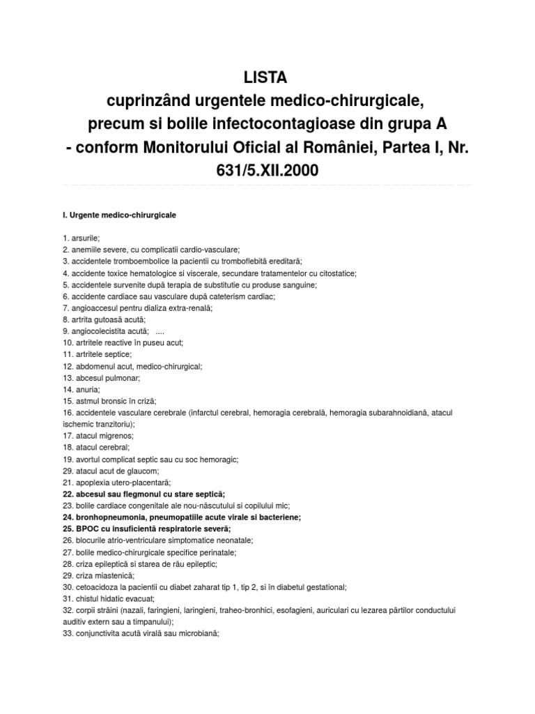 Coduri Urgente Concedii Medicale | PDF