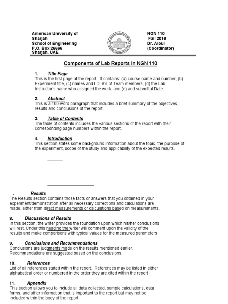 Guidelines for Preparing Laboratory Reports in NGN 110 at the American ...