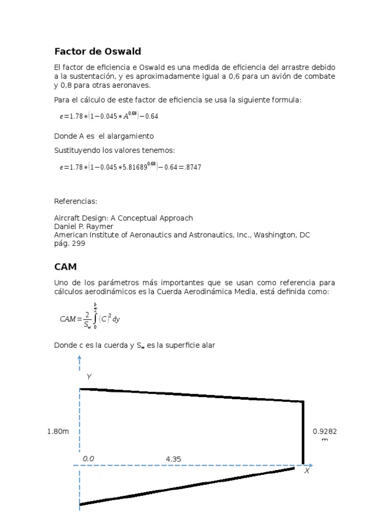 Cálculo del Factor de Oswald en Aeronáutica | PDF