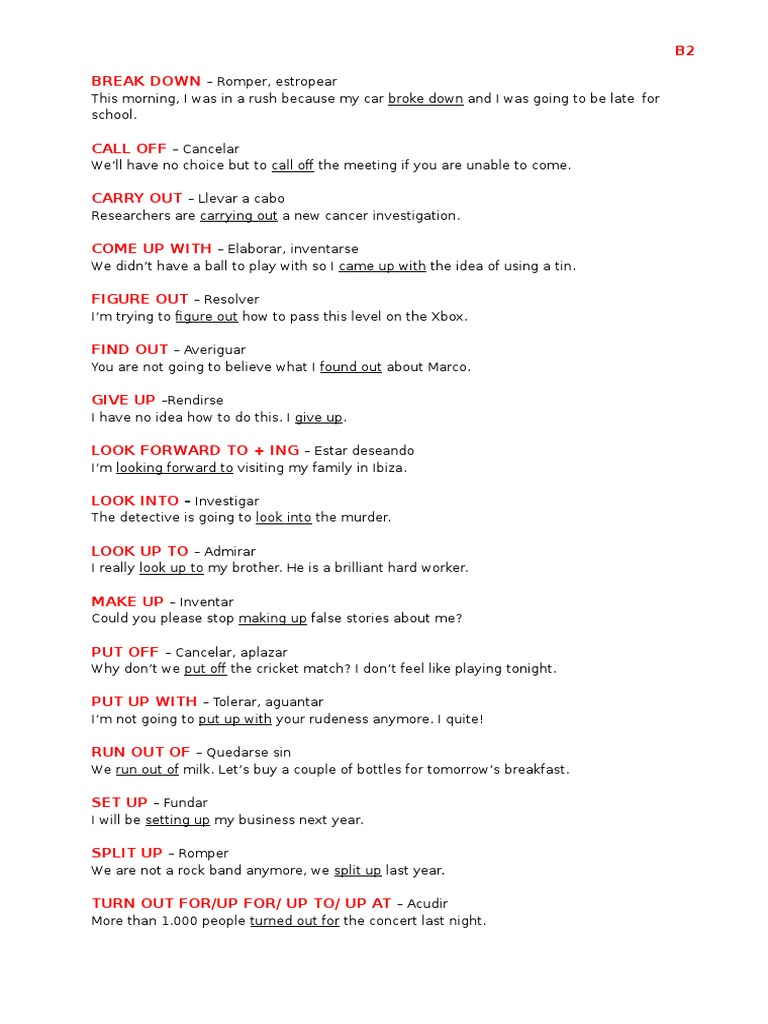 Phrasal Verbs B2 | PDF
