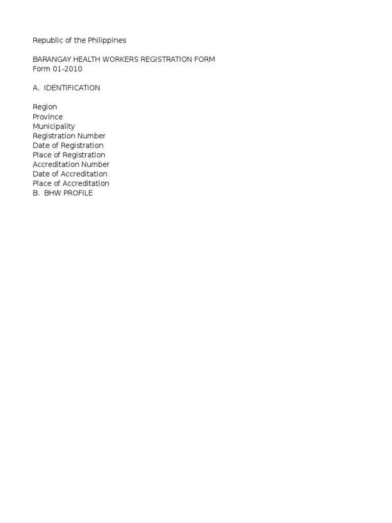 BHW Form | PDF | Health Care | Wellness