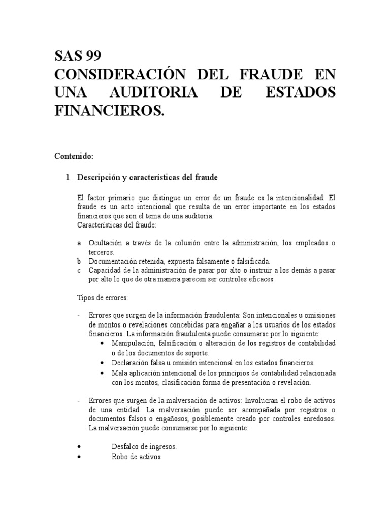 Sas 99 | PDF | Contralor | Contabilidad