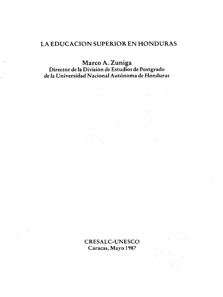 Educacion Superior Honduras 1987 | PDF | Educación más alta | Universidad