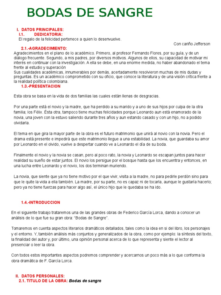 Análisis de Bodas de Sangre de Lorca | PDF | Federico García Lorca | Boda